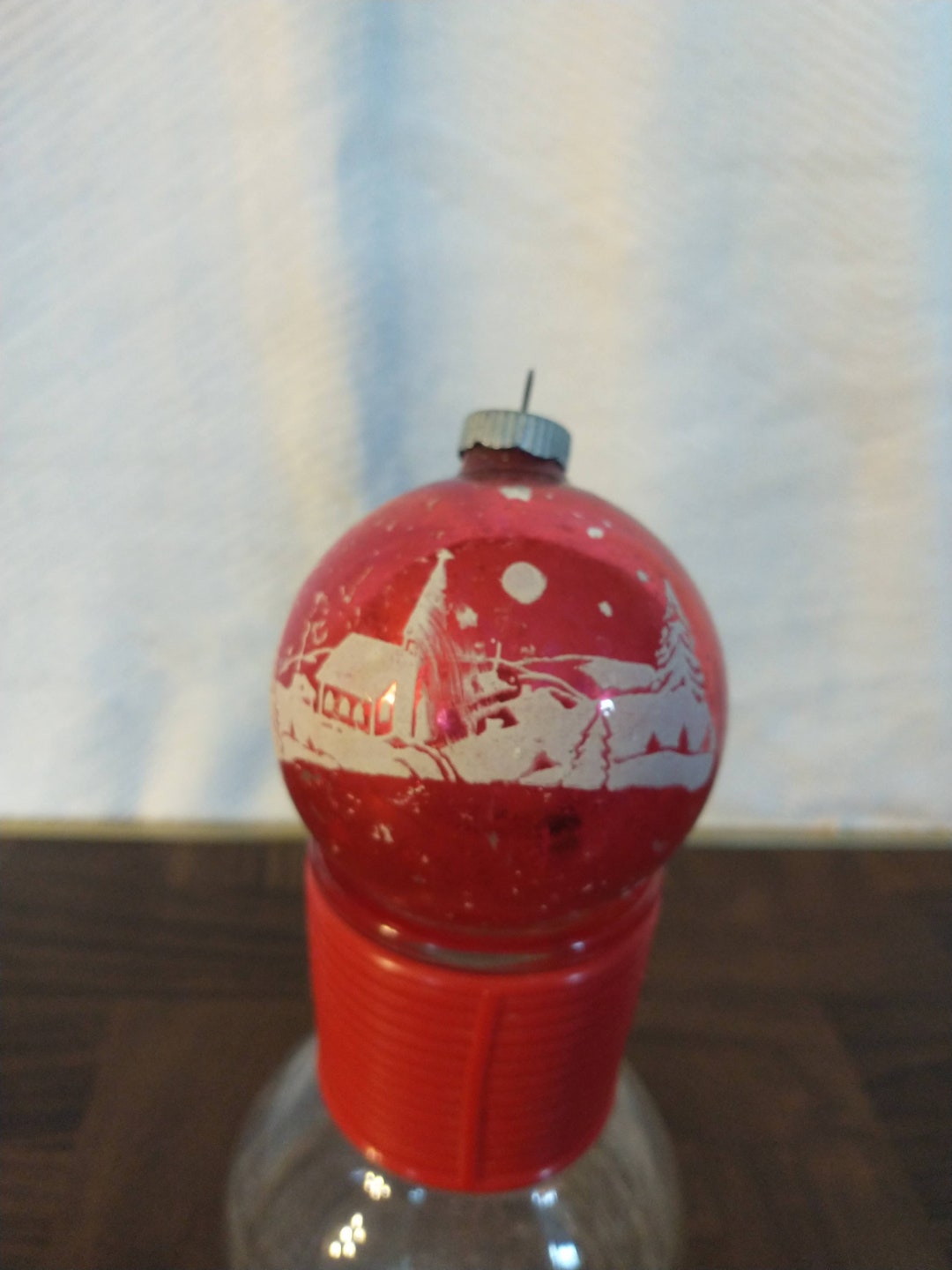 Shiny Brite Single Ornament in Red Flocked Shiny Brite - Etsy