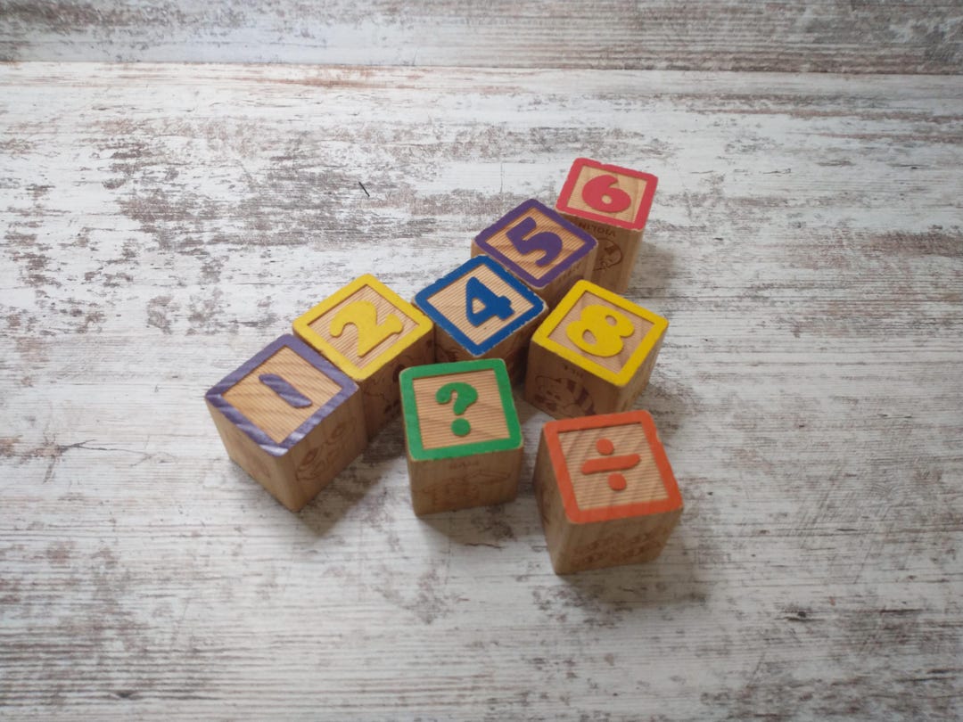 Vintage Wooden Blocks | Retro Rainbow Wooden Number Blocks 2" | 80s ...