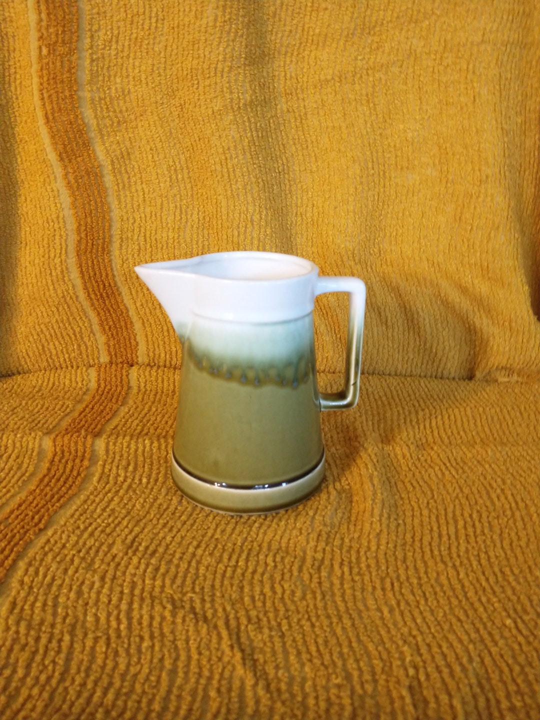 Vintage Japan Pottery Pitcher Beige & Sage Green Creamer, Cottagecore ...