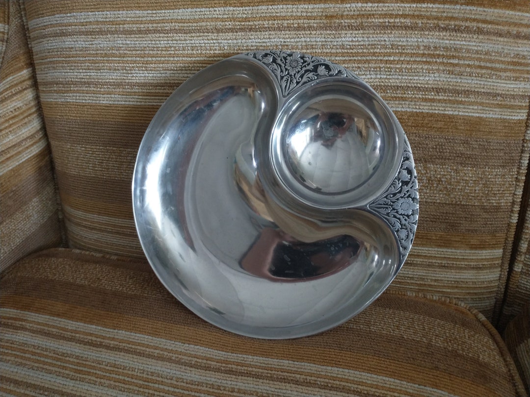 RWP Wilton Armetale Etched Divided Dish | Vintage Silver Metal Tray ...