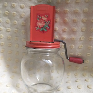 Red Floral Nut & Food Chopper | Vintage Food Chopper | Vintage Metal ...