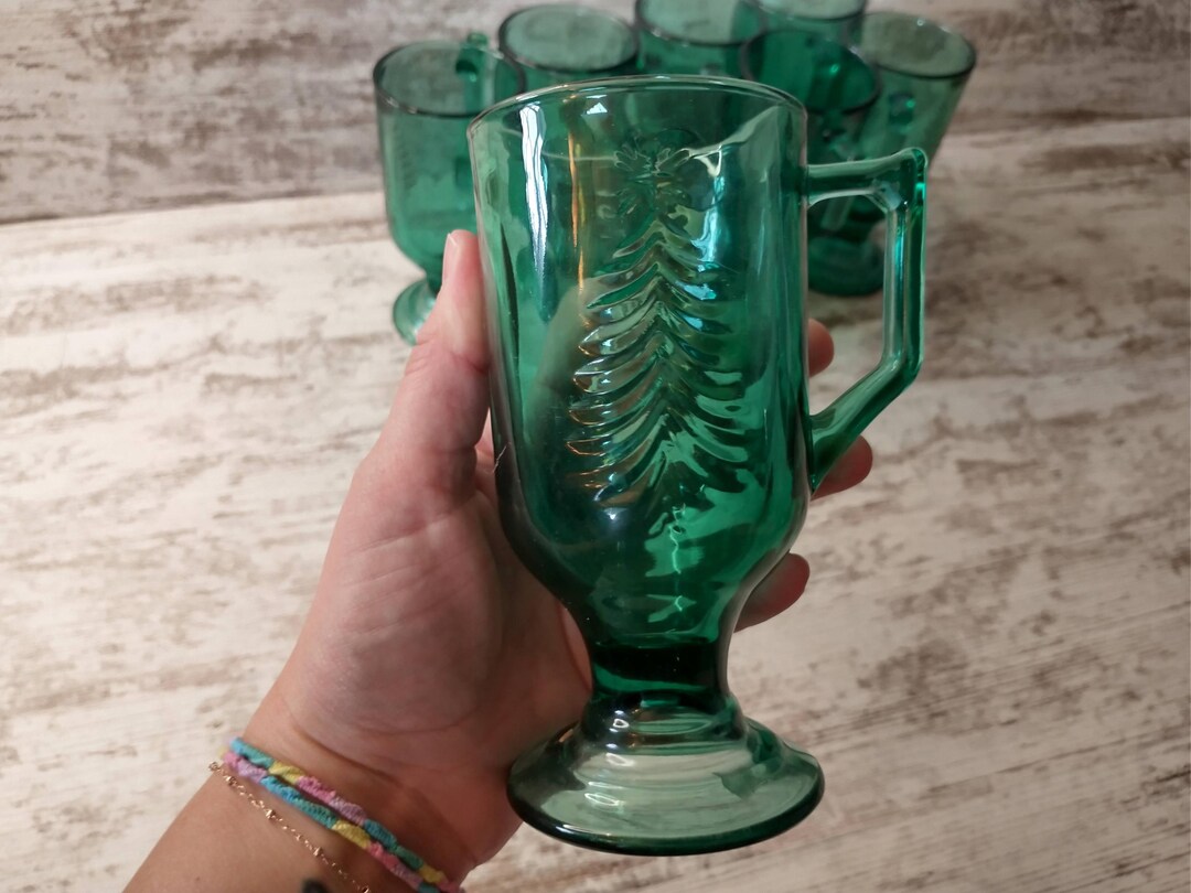 Vintage Aqua Indiana Glass Pedestal Cups: Christmas Tree Set of 8 - Etsy