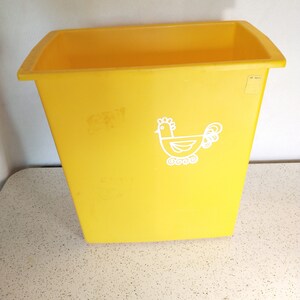 Mid Century Yellow Chicken/rooster Bathroom Trash Can | Mid Mod Waste ...