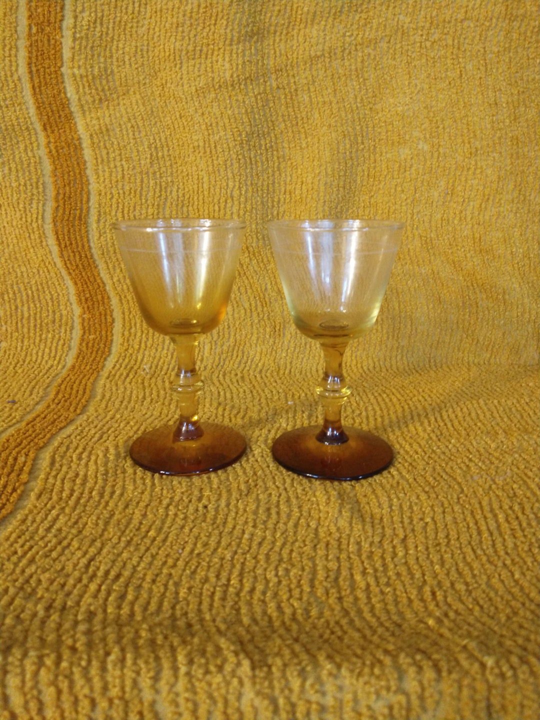 Amber Stemmed Wine Glasses: Vintage Toasting Set of 2 - Etsy