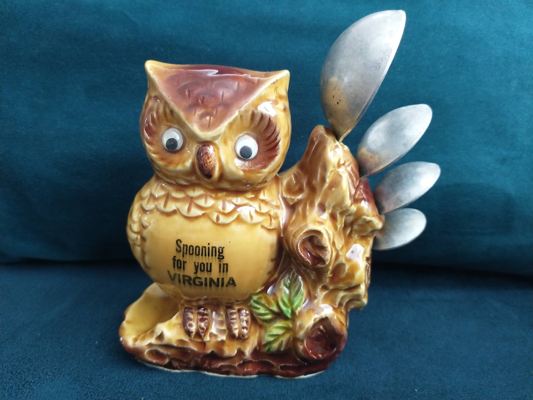 Ceramic Owl Measuring Spoon Holder | Vintage Aluminum Measuring Spoons ...