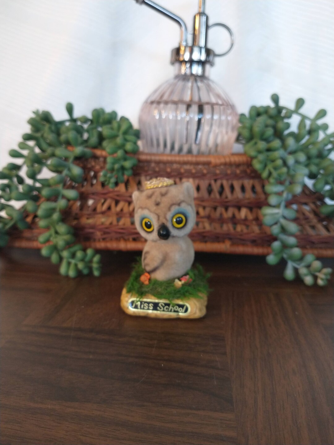 Fuzzy Owl Figurine Vintage Owl Josef Originals Felt Owl Miss School ...