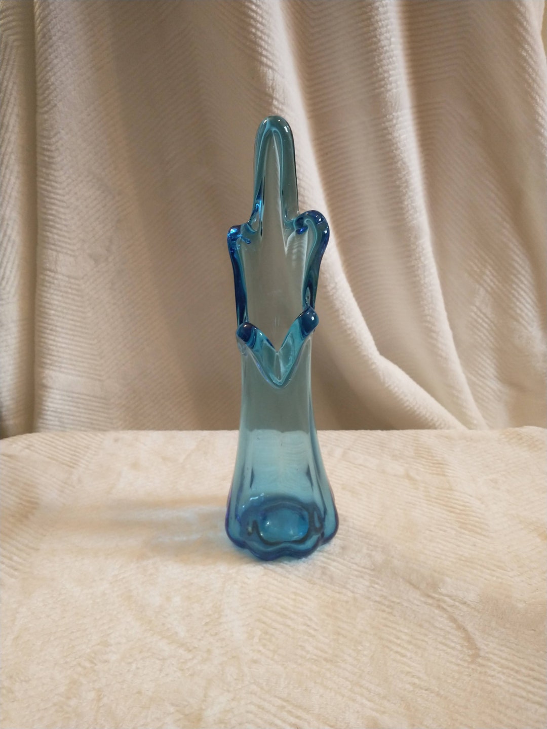 Blue Five Finger Swung Glass Vase Vntg Swung Glass Vase Vintage Slung ...