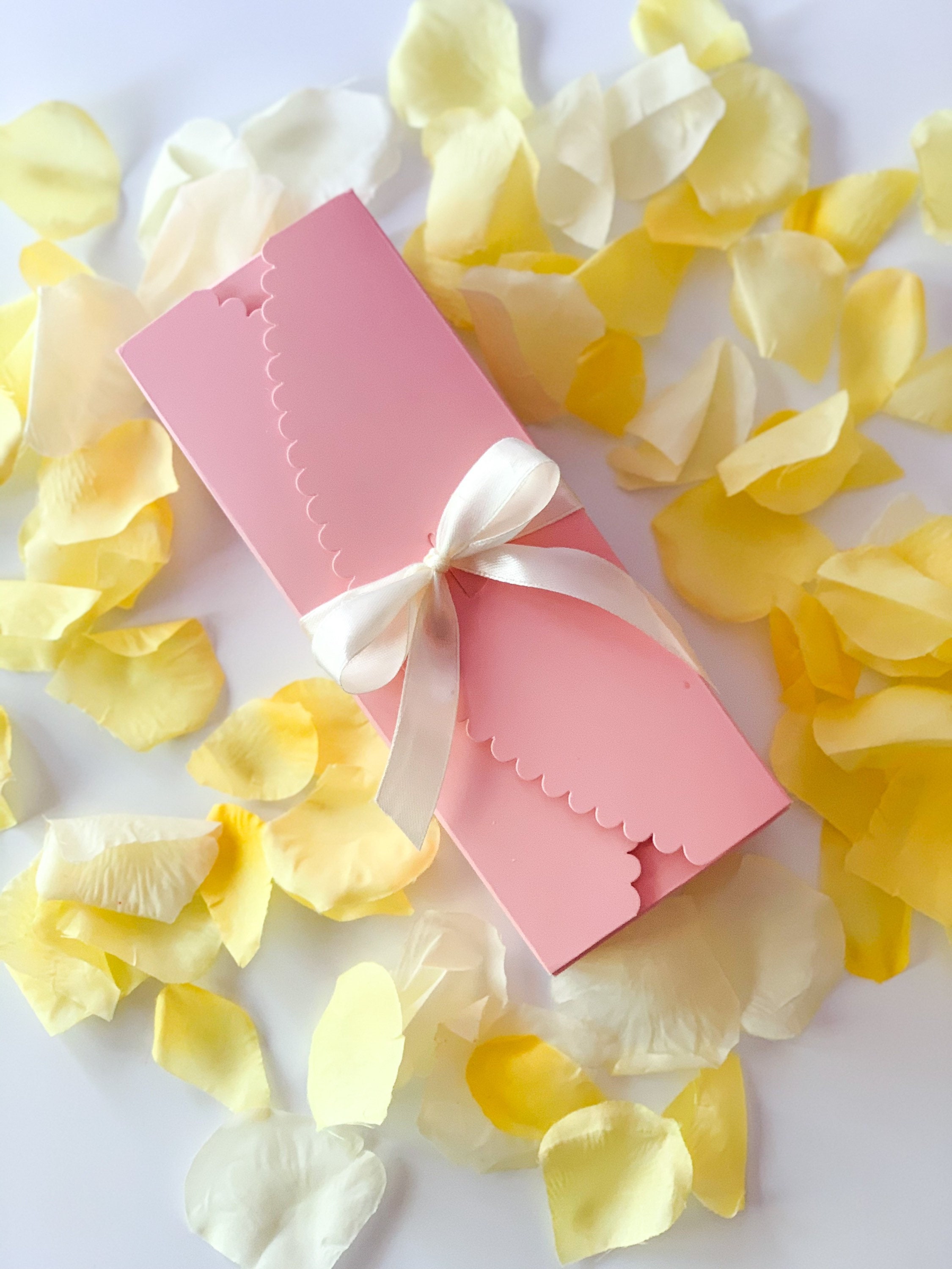 10 Small Scalloped Pink Bakery Boxes With Ivory Ribbons, Pink Biscuit ...