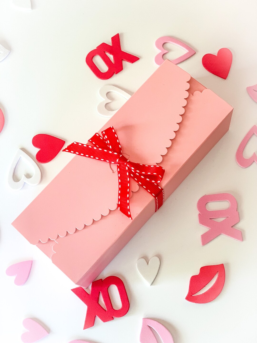 10 Small Pink Scalloped Boxes With Ribbons, Thanksgiving Gift Box ...