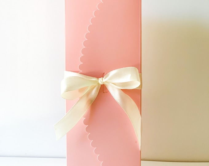 10 Small Scalloped Pink Bakery Boxes With Ivory Ribbons, Pink Biscuit ...