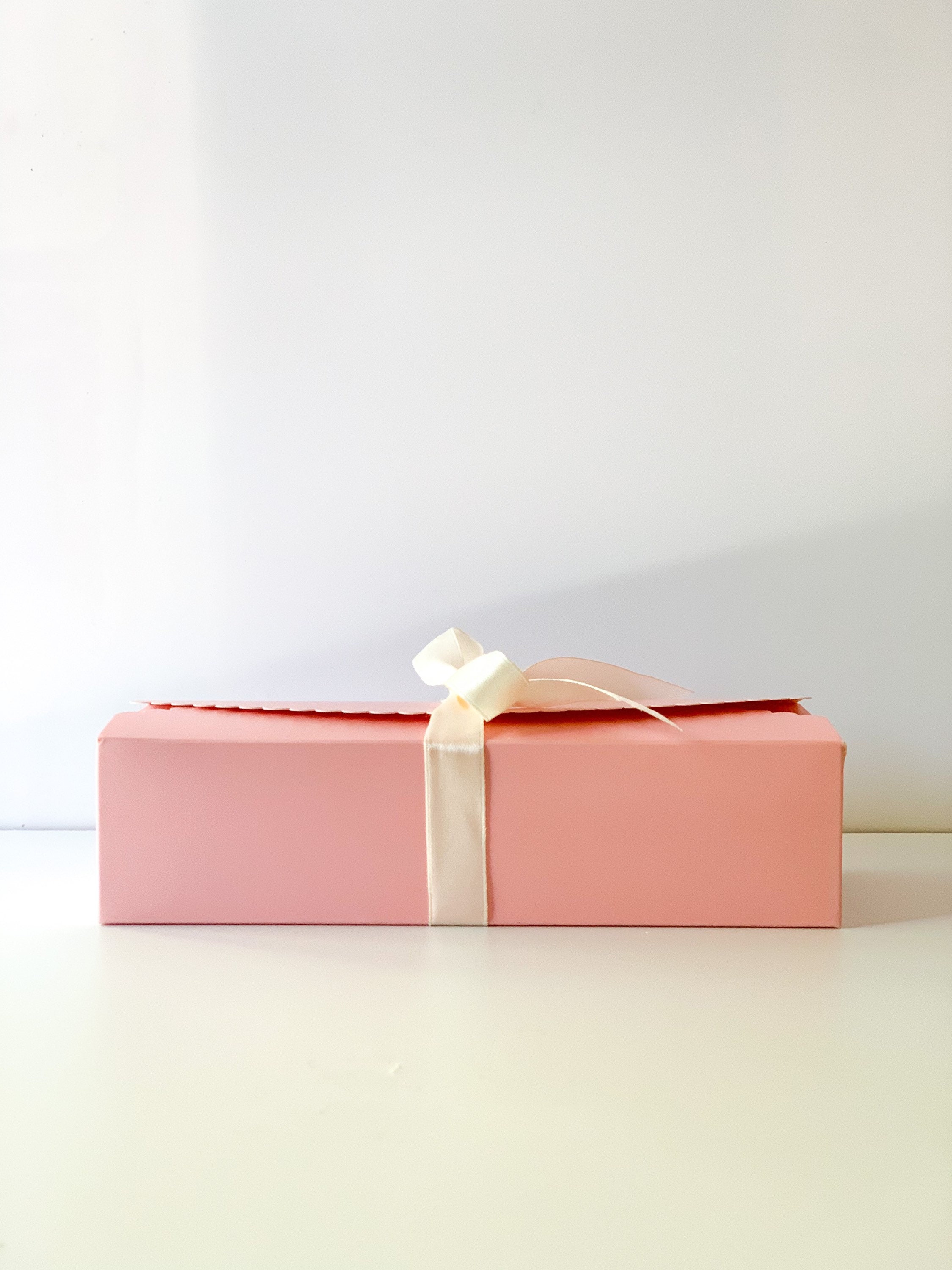 10 Small Scalloped Pink Bakery Boxes With Ivory Ribbons, Pink Biscuit ...