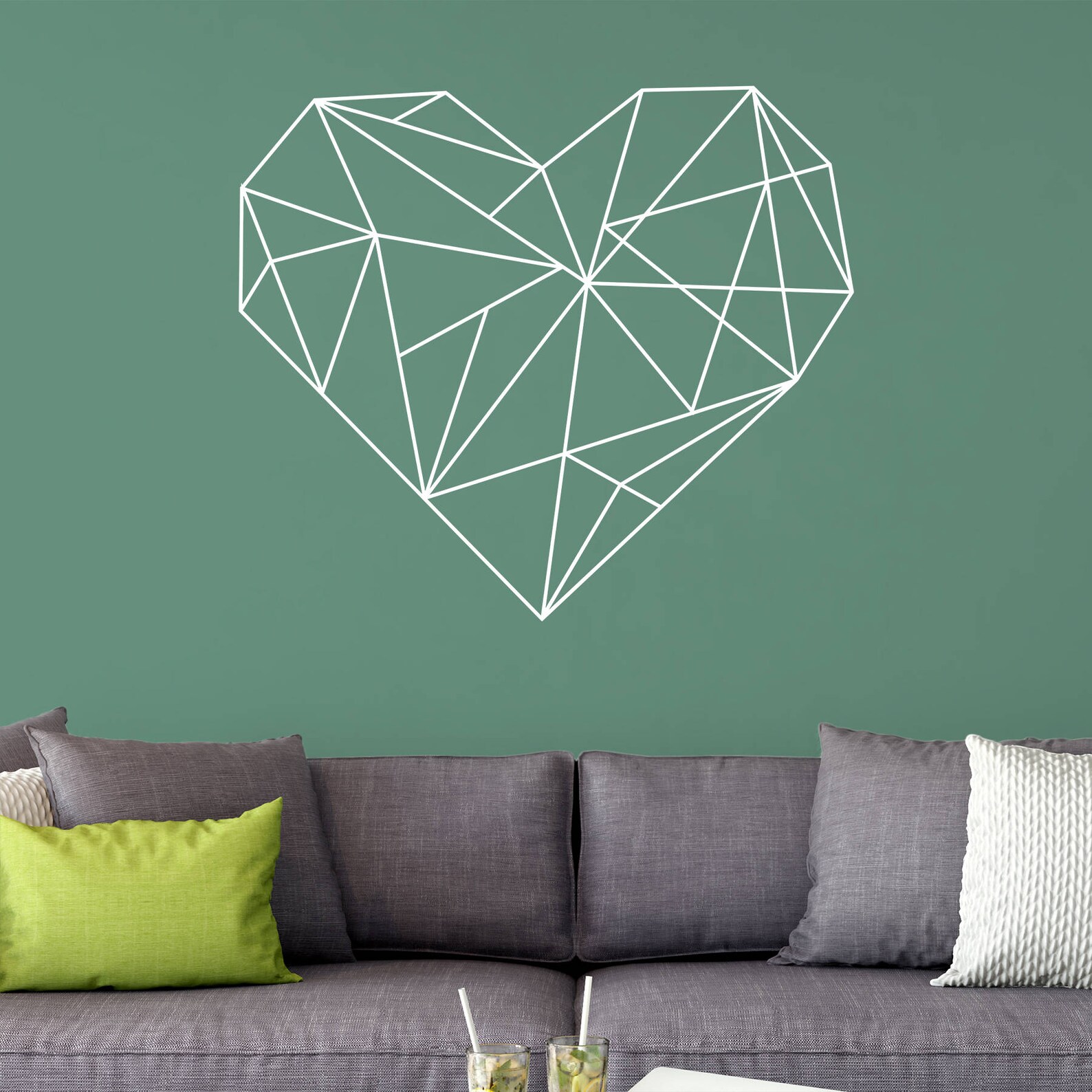 Geometric Heart Wall Decal | Etsy