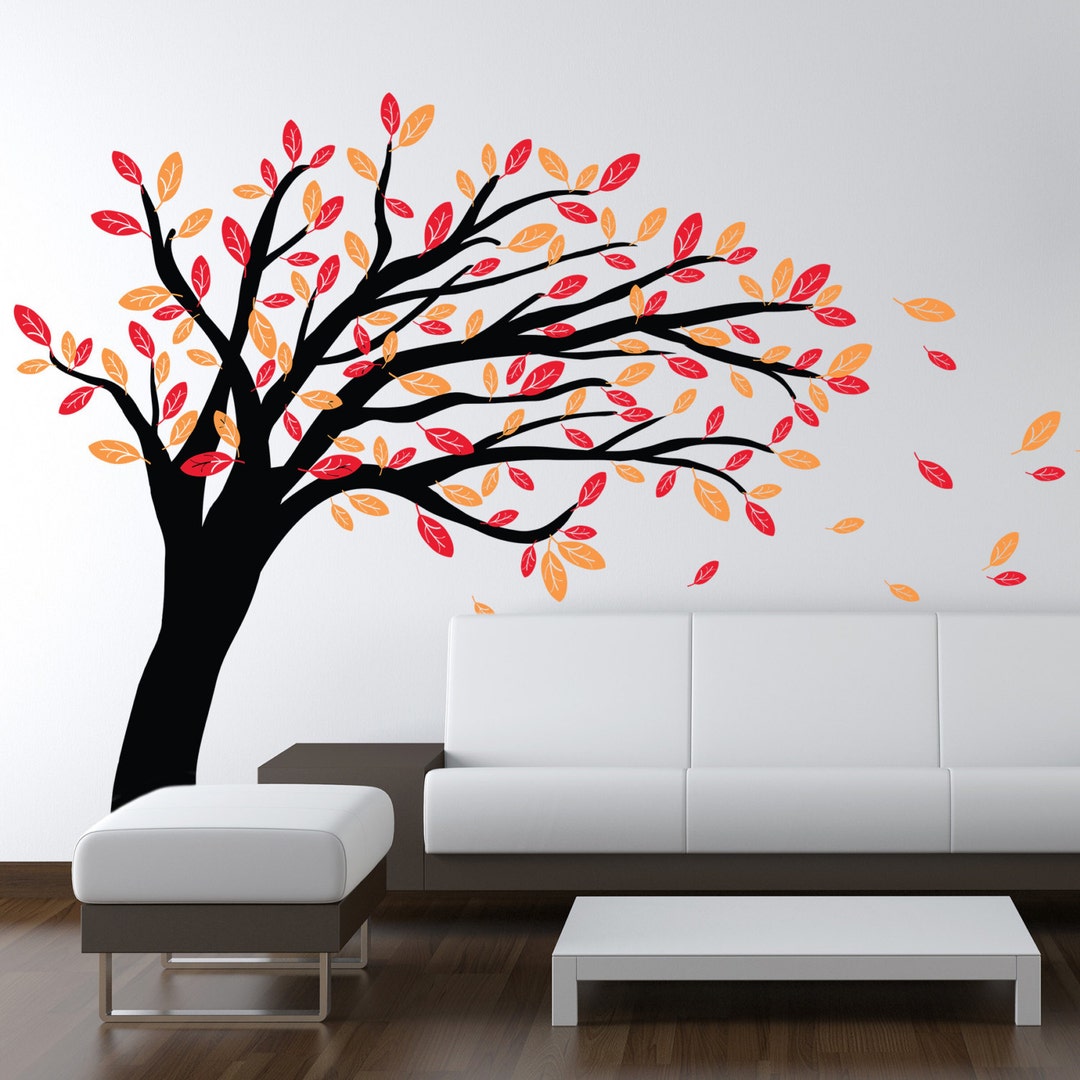 Windy Tree Vinyl Wall Decal - Etsy