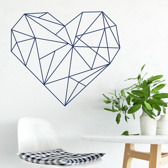 Geometric Heart Wall Decal - Etsy