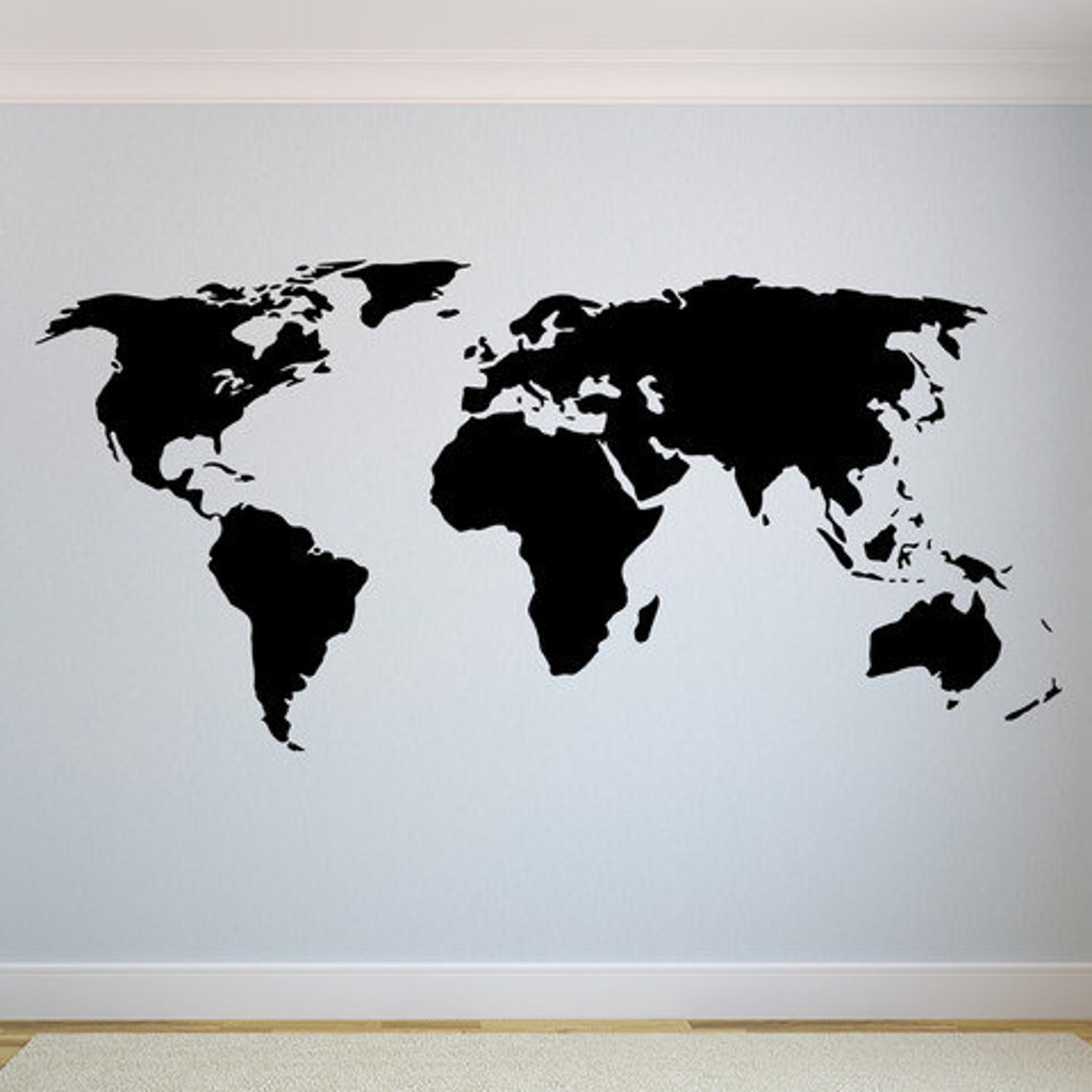 World Map Vinyl Wall Decal - Etsy