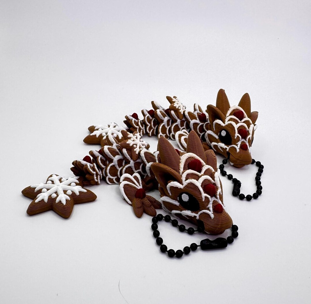 Articulated Gingerbread Christmas Dragon - 3D Printed Fidget Flexi ...