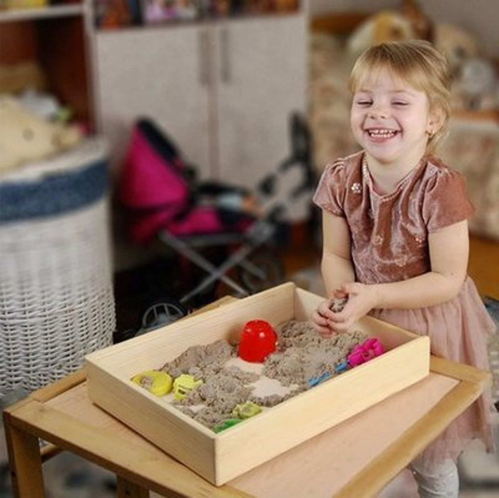 Wooden Sensory Box, Wood Sandbox, Discovery Box for Sensory Play, Mini ...