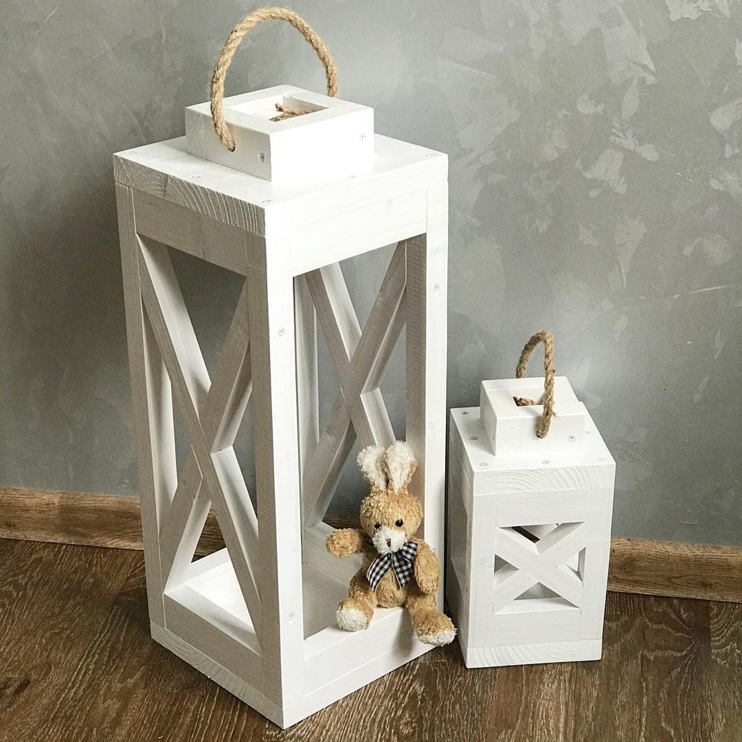 Wooden Lantern 45 Cm, Wooden Decorative Lantern, Rustic Wooden Lantern ...