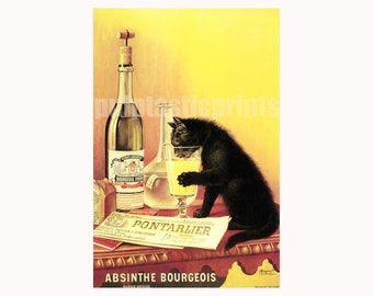 Absinthe Cat Art - Etsy