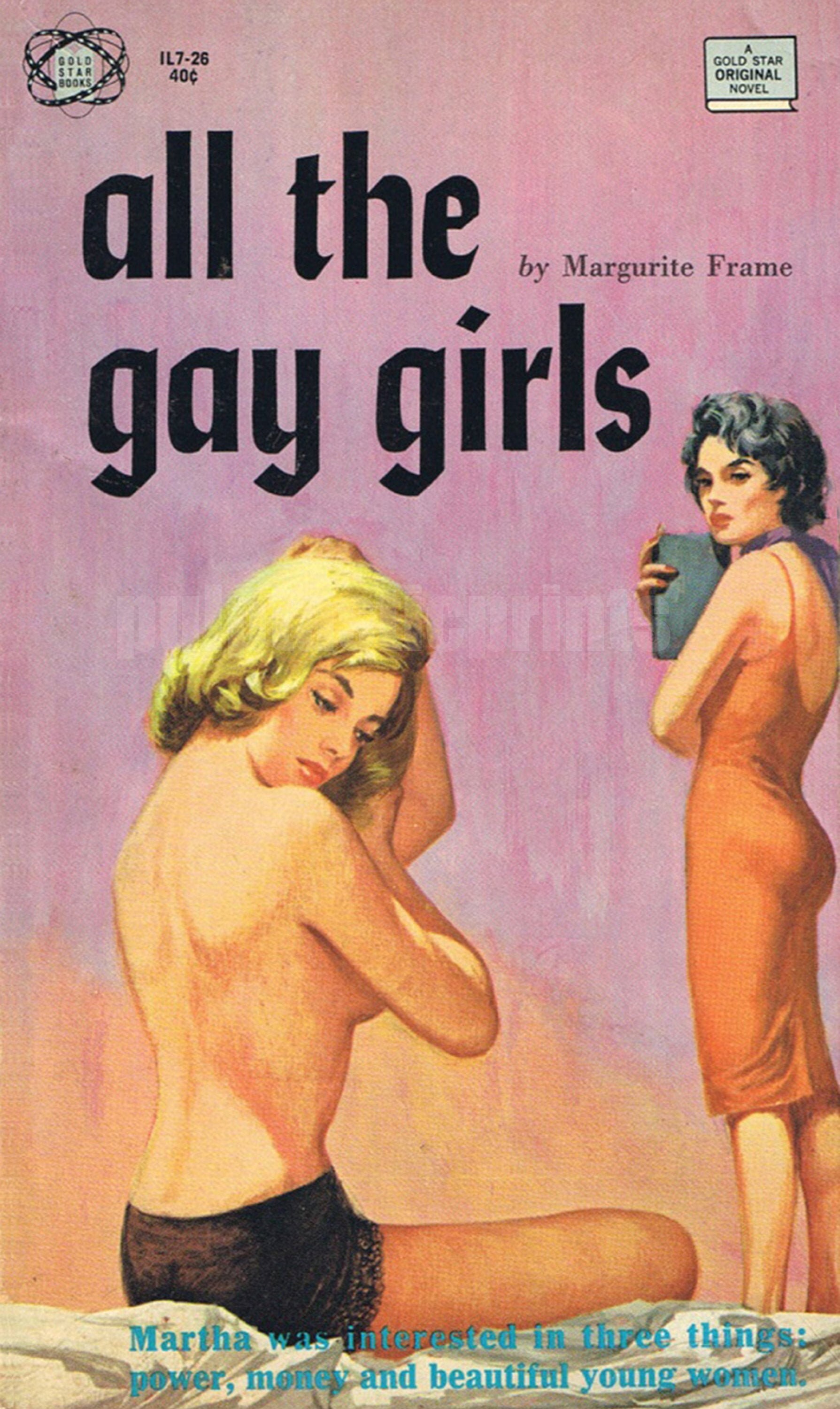 Lesbian Print All The Gay Girls Pulp Paperback Cover Repro Etsy