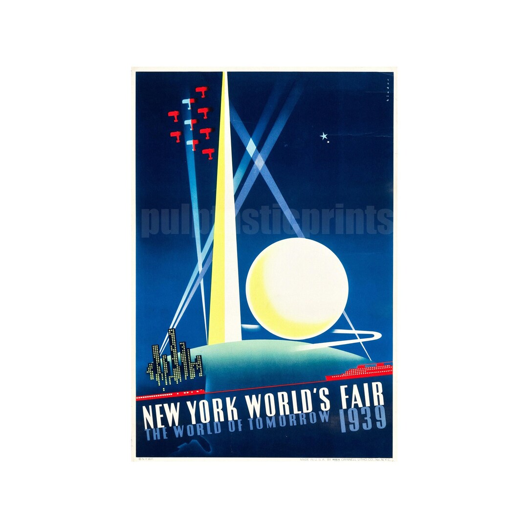 Art Deco Print 1939 NY World's Fair Trylon & Perisphere Poster Repro ...