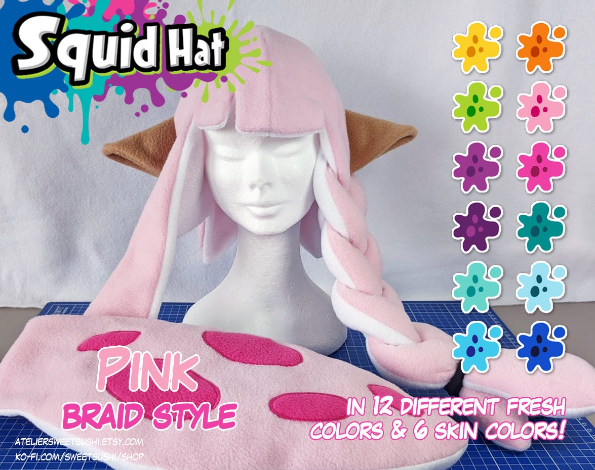 Pink Splatoon 3 Hat Inkling Braid Hairstyle - Etsy