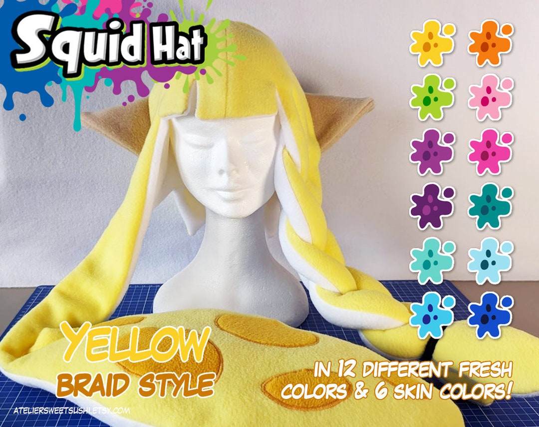 Yellow Splatoon 3 Hat - Inkling Braid Hairstyle - Etsy