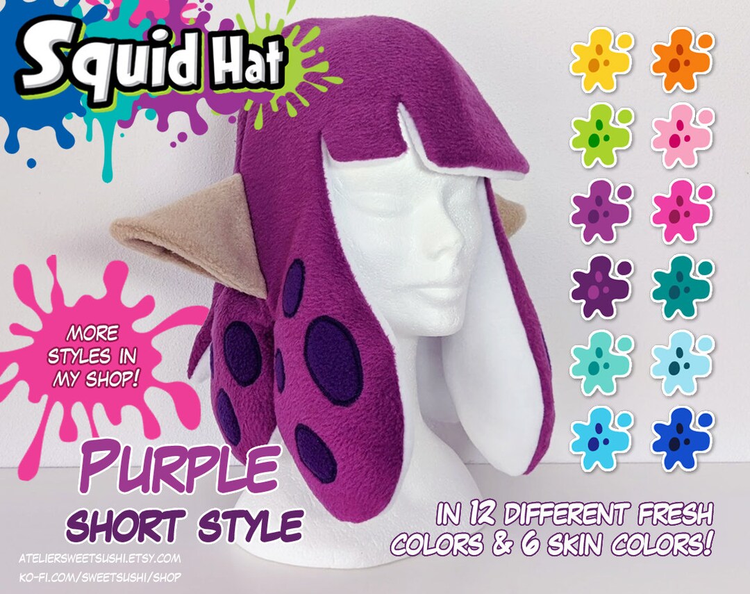 Purple Splatoon 2 Hat Inkling Girl Short Hair - Etsy