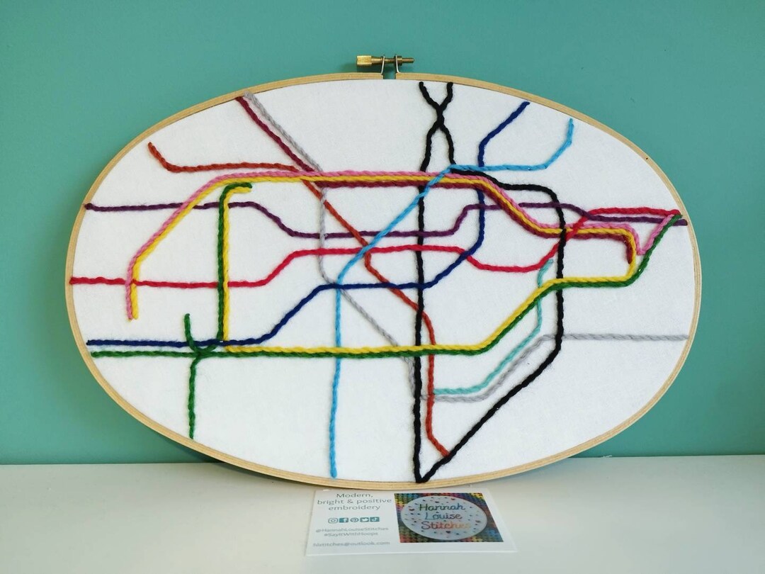 London Underground Tube Map 12.5 X 8.5 Inch Oval Embroidery Hoop, Hand ...