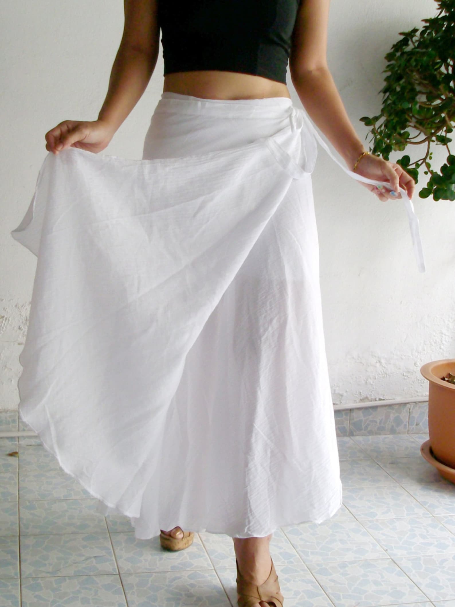 Cotton Wrap Skirt Sarong Tie Summer Sun Floaty Beach White Etsy