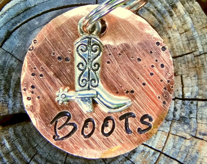 Custom Western Pet ID Tag Barbed Wire & Longhorn Name Tag Cowdog Name ...