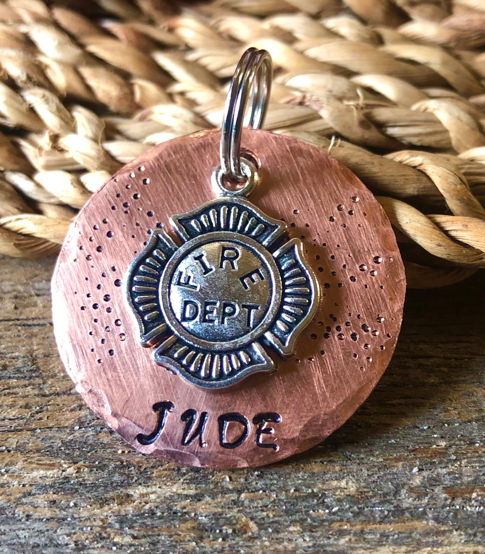 Firefighter Dog Tag Copper Dog Tag Personalized ID Tag With | Etsy