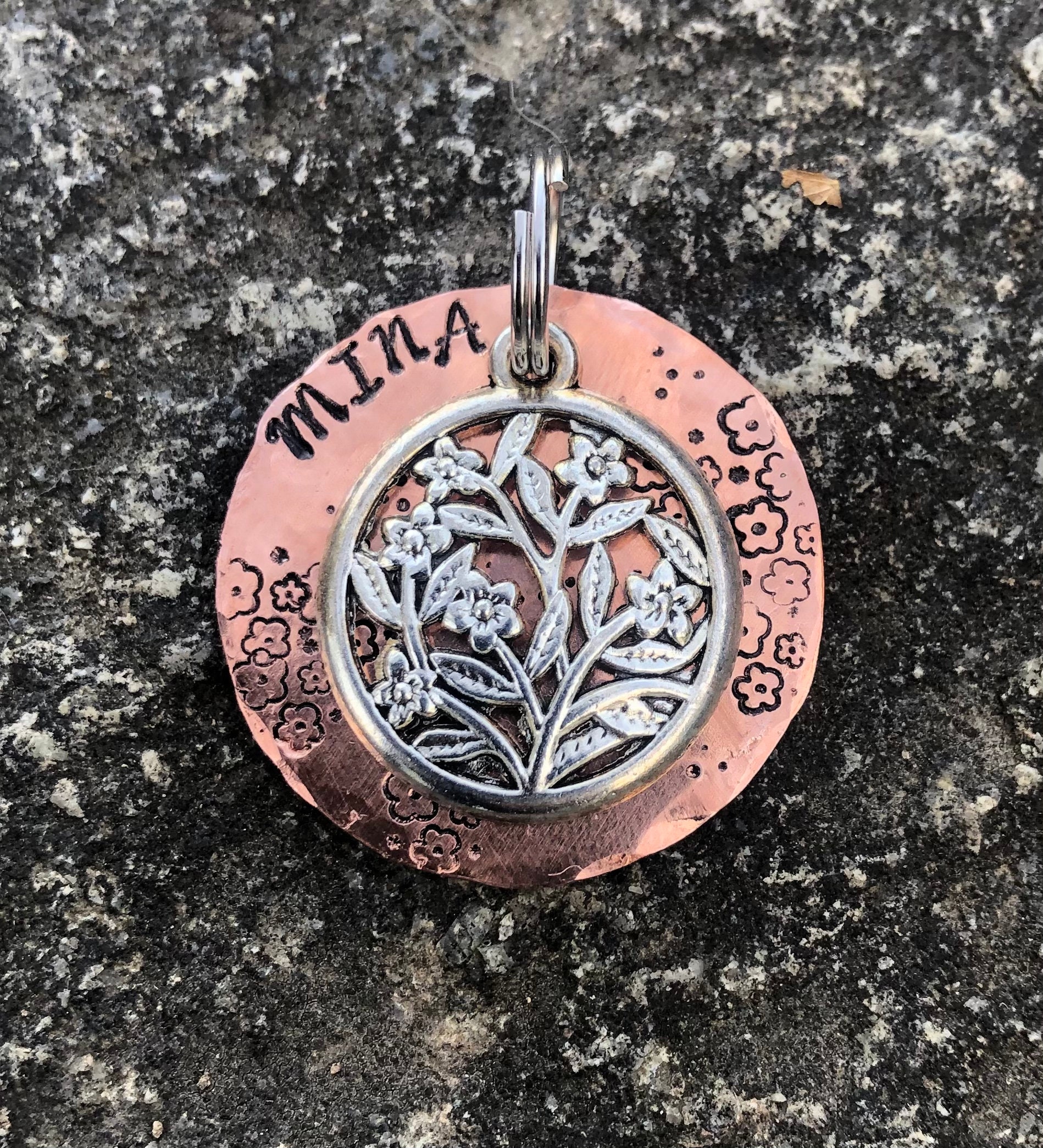 Flower Dog Tag Pet ID Tag Personalized Dog Tag Dog Collar | Etsy