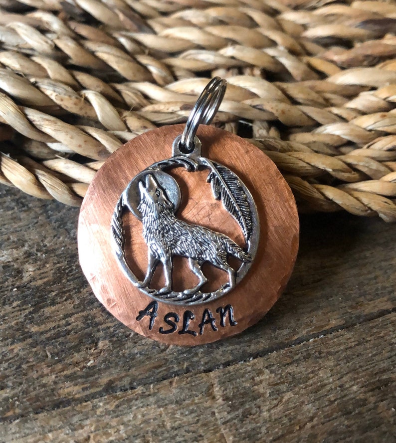 Howling Wolf Dog Tag Personalized Dog Tag Pet ID Tag | Etsy