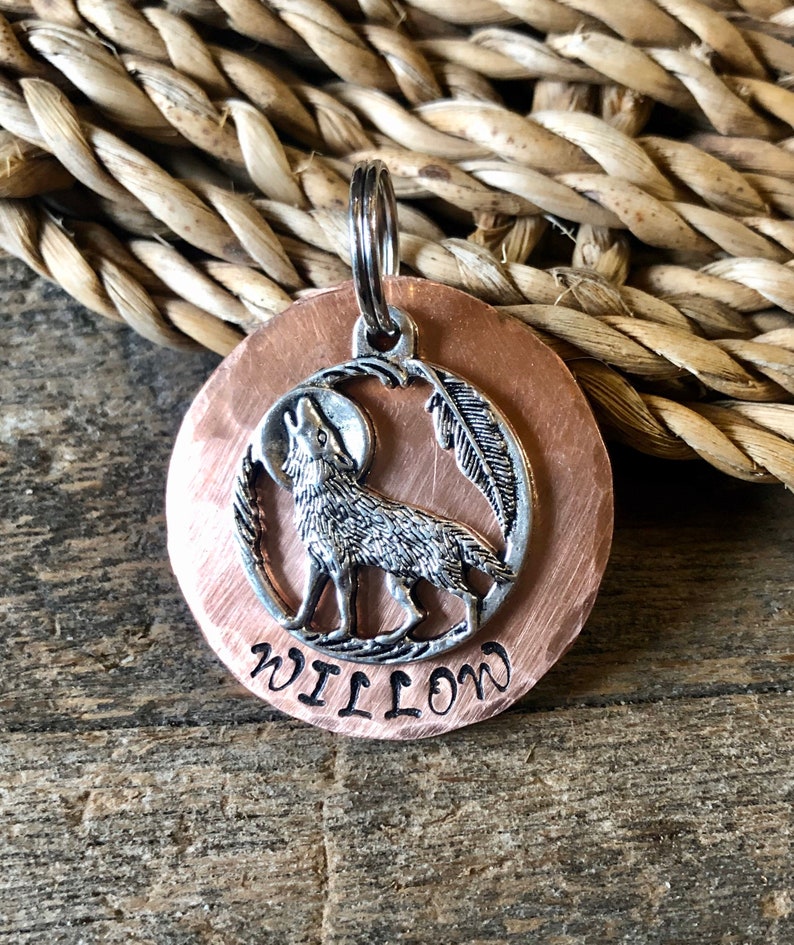 Howling Wolf Dog Tag Personalized Dog Tag Pet ID Tag - Etsy