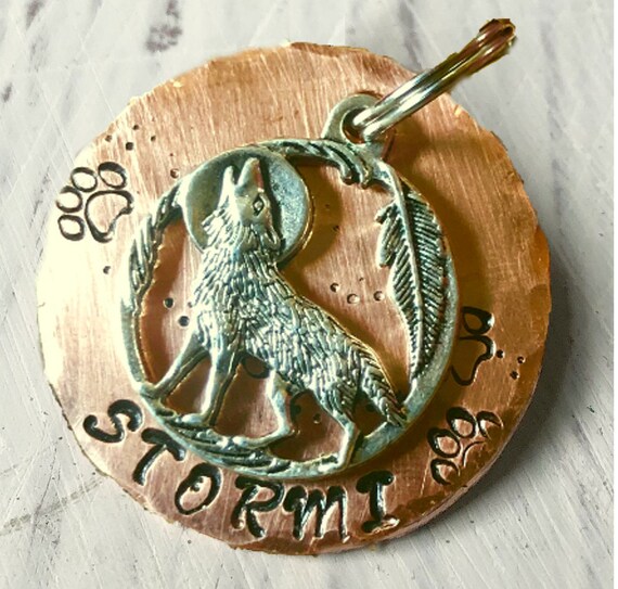 Howling Wolf Dog Tag Personalized Dog Tag Pet ID Tag | Etsy