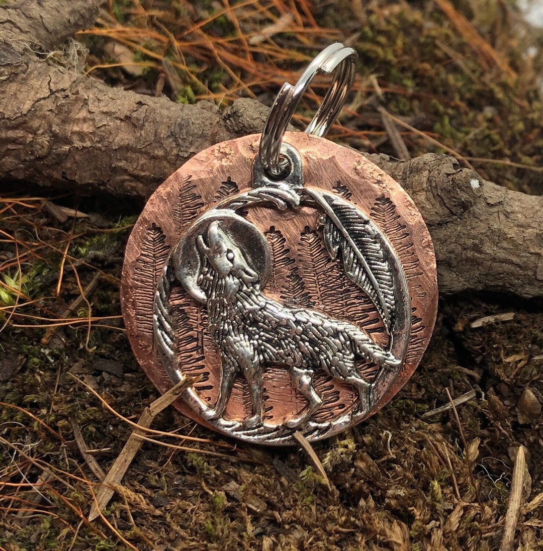 Small Howling Wolf Dog Tag, Personalized Dog Tag, Pet ID Tag, Alaska ...