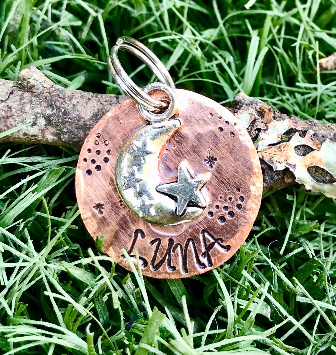 Moon Dog Tag, Luna Dog Tag, Moon Dog Collar, Star Dog Tag, Moon Tag ...
