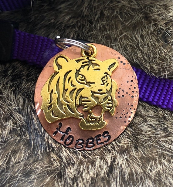 Tiger Dog Tag Stamped Personalized Pet Collar ID Tag for Dog | Etsy