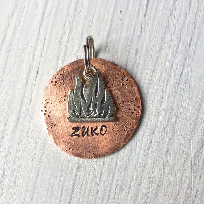 Fire Dog Tag, Copper Dog Tag, Dog Collar Tag, Personalized Dog Tag, Dog ...