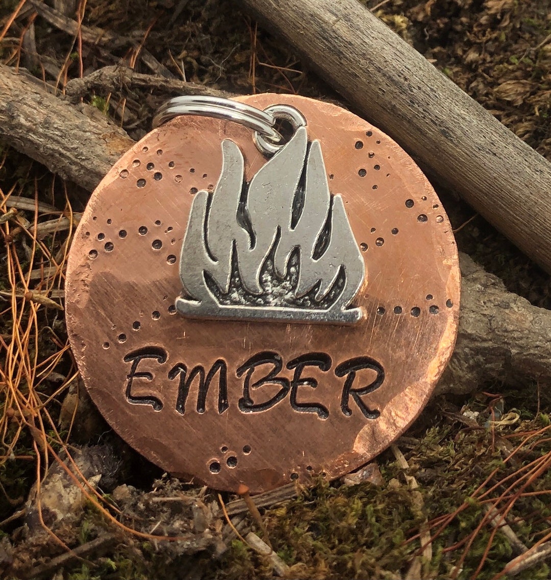 Fire Dog Tag, Copper Dog Tag, Dog Collar Tag, Personalized Dog Tag, Dog ...
