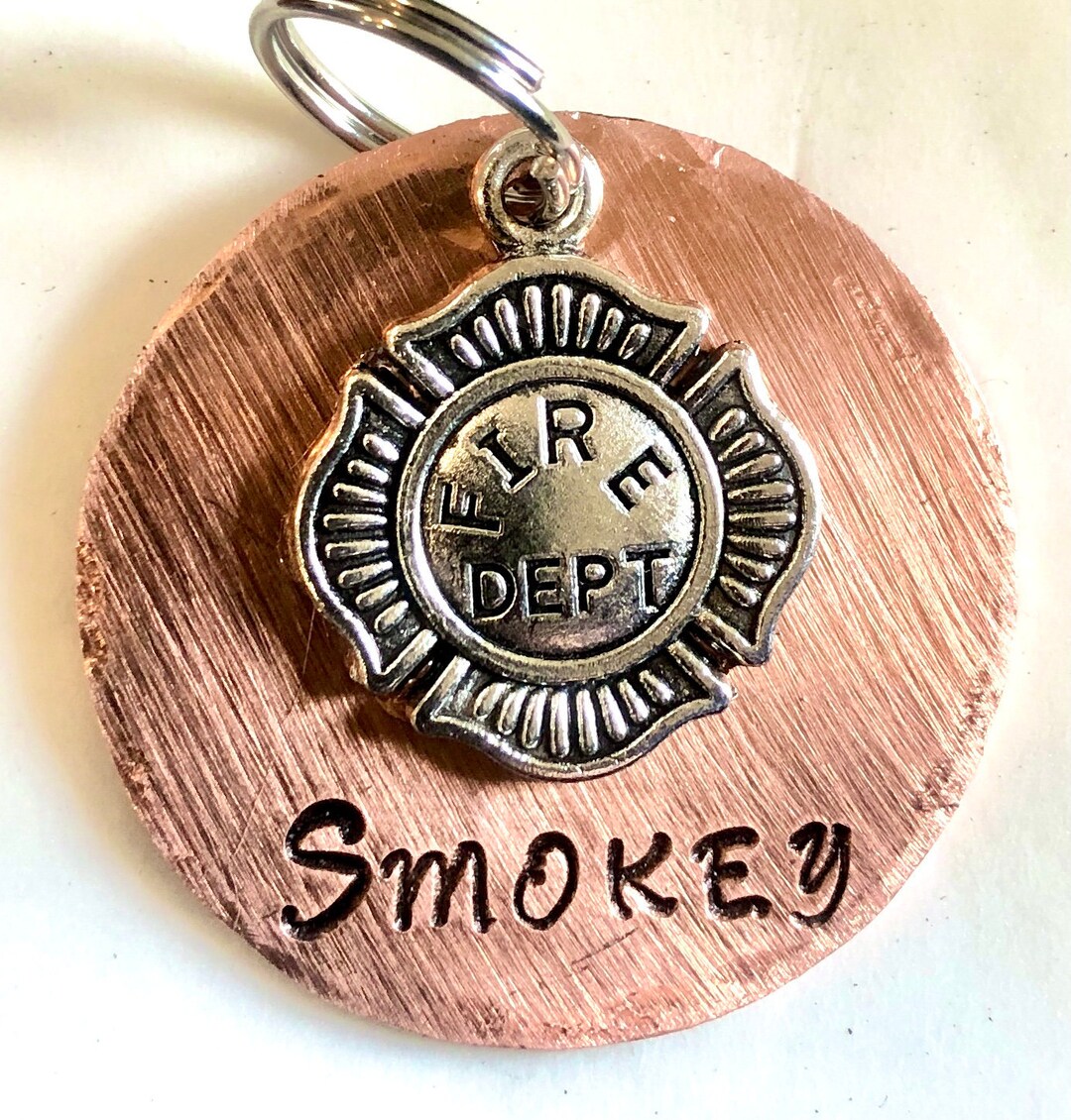 Firefighter Dog Tag, Copper Dog Tag, Personalized ID Tag With Fire ...