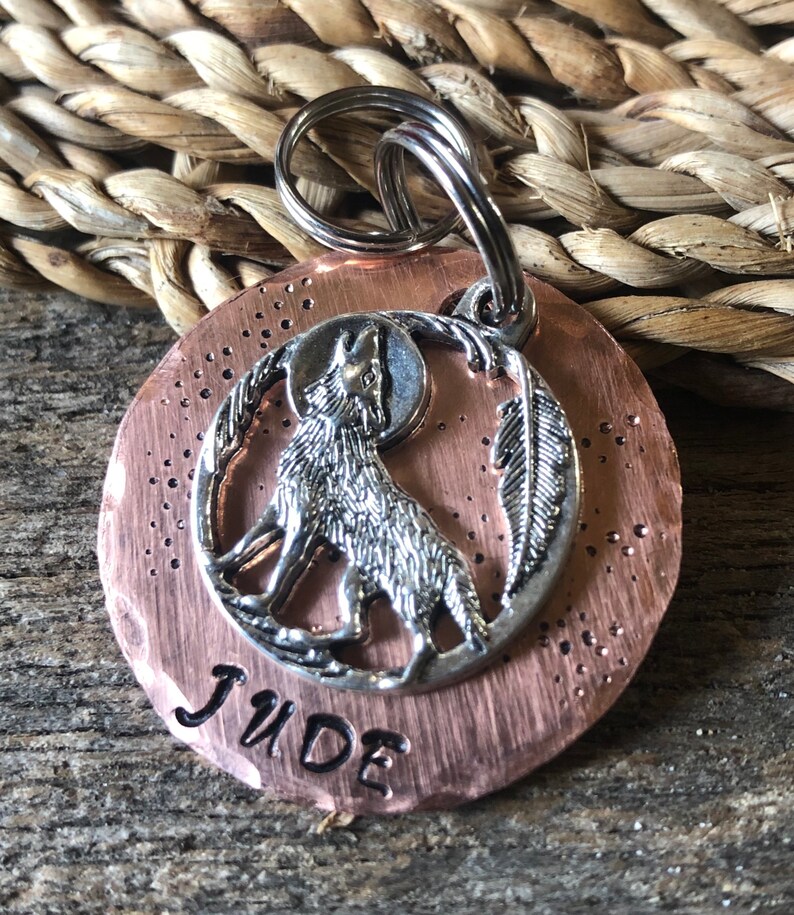 Howling Wolf Dog Tag Personalized Dog Tag Pet ID Tag | Etsy