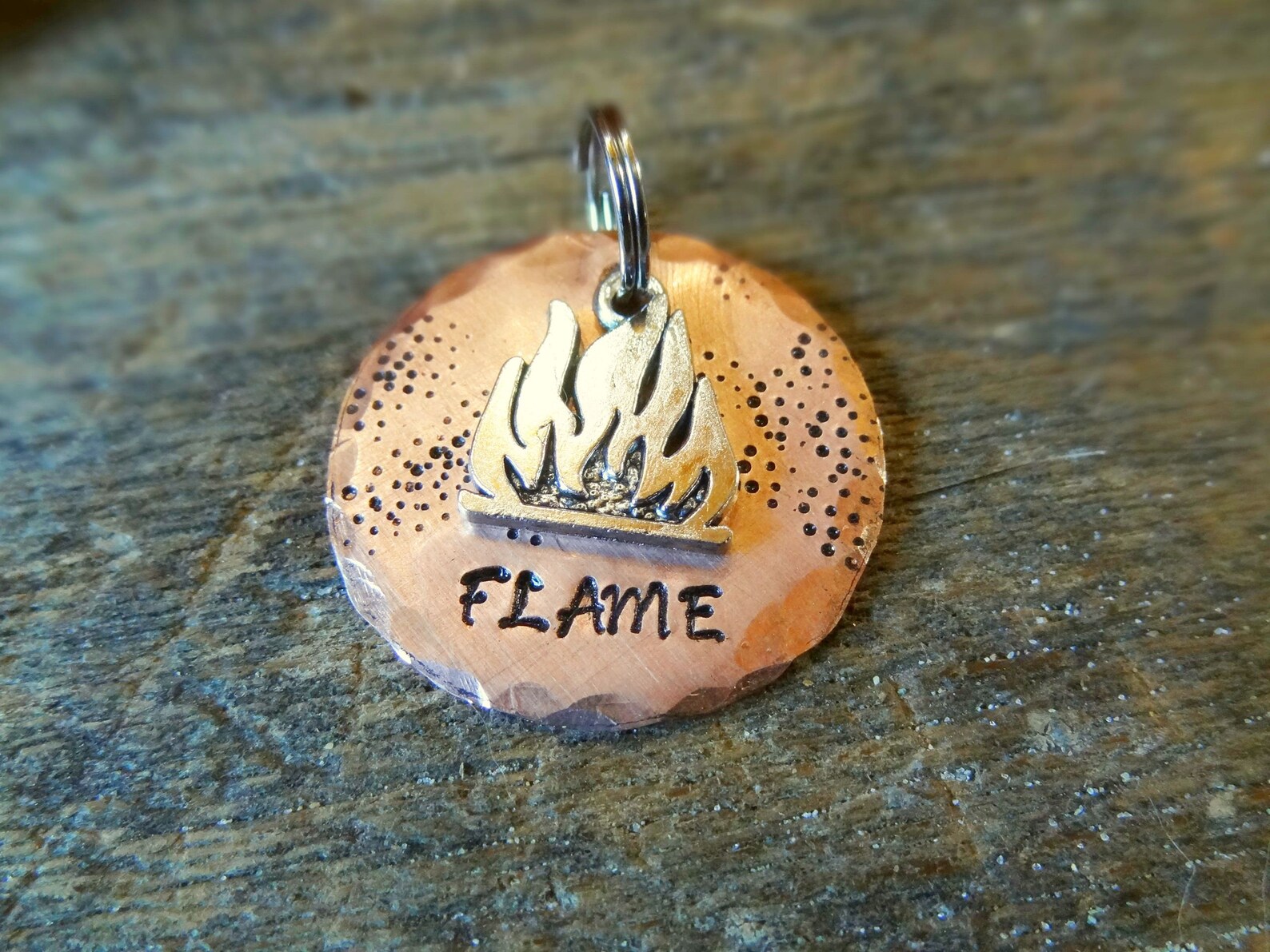 Fire Dog Tag Copper Dog Tag Dog Collar Tag Personalized Dog | Etsy
