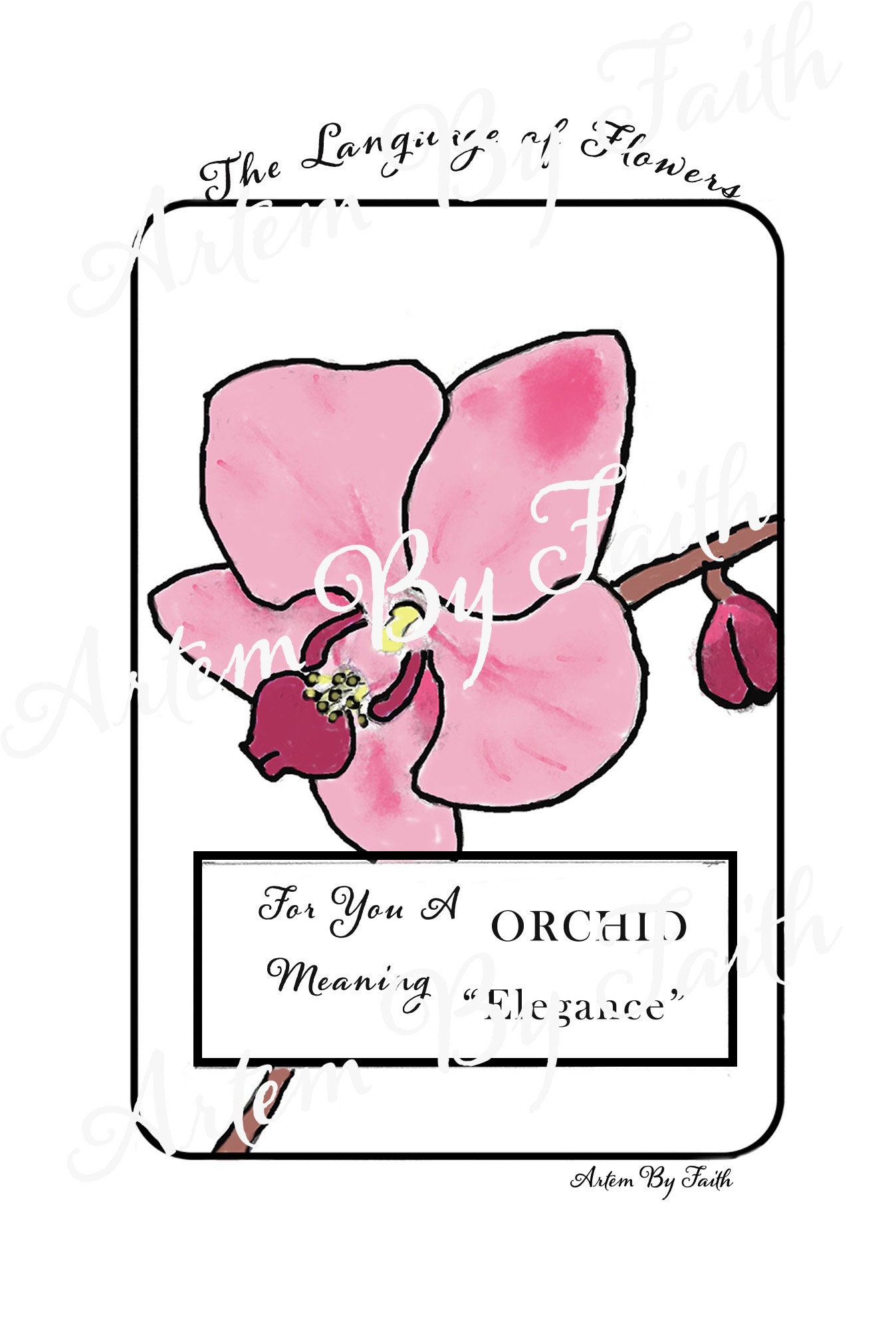 Orchid Flower With Meaning Greeting Card, Downloadable 5x7 Full Card ...