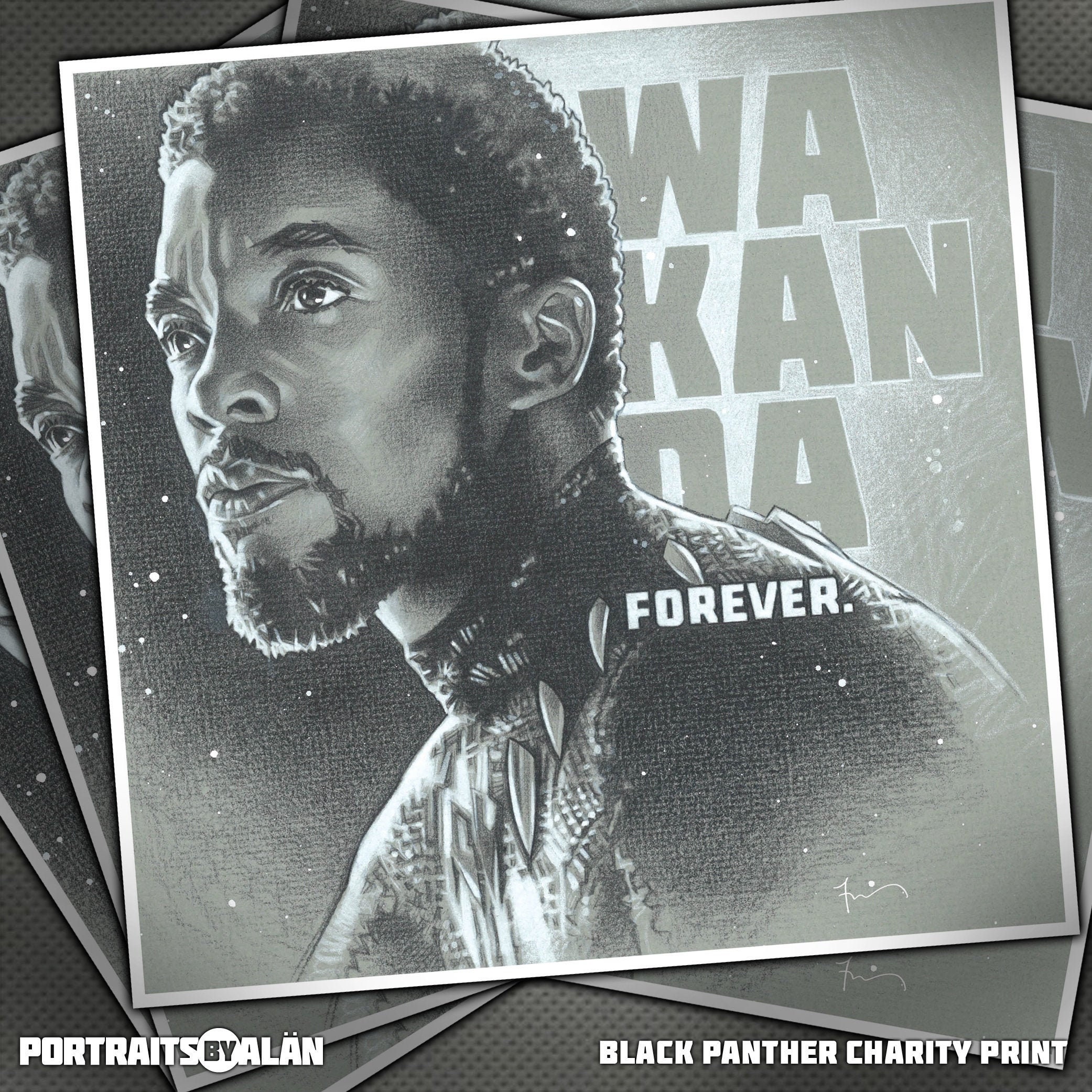Black Panther Memorial Portrait of Chadwick Boseman from the | Etsy