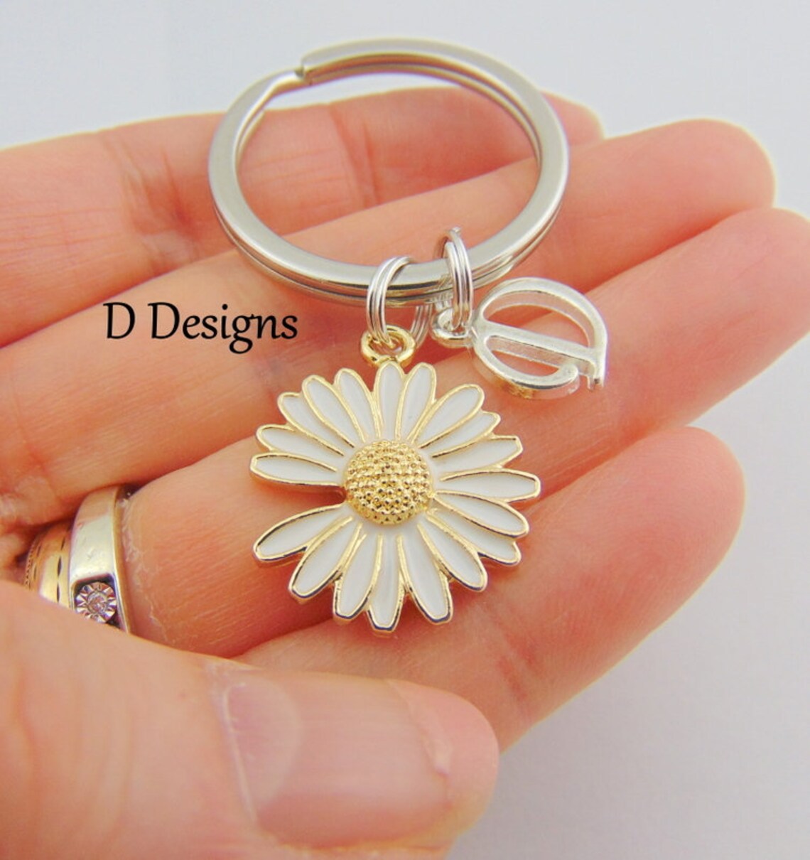 Daisy flower Keyring Personalised Garden Jewellery Gifts | Etsy