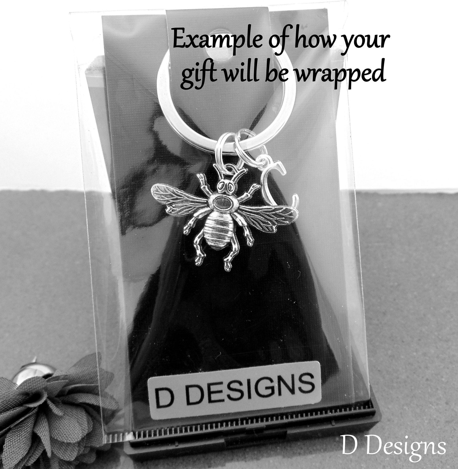 Bee KeyRing Bee KeyChain Insect KeyChain Personalised Bee | Etsy