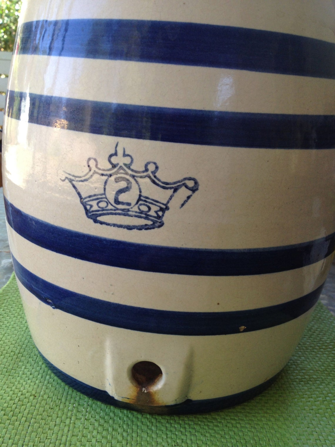 Robinson Ransbottom Blue Crown 2 Gallon Cobalt Blue Striped Stoneware ...