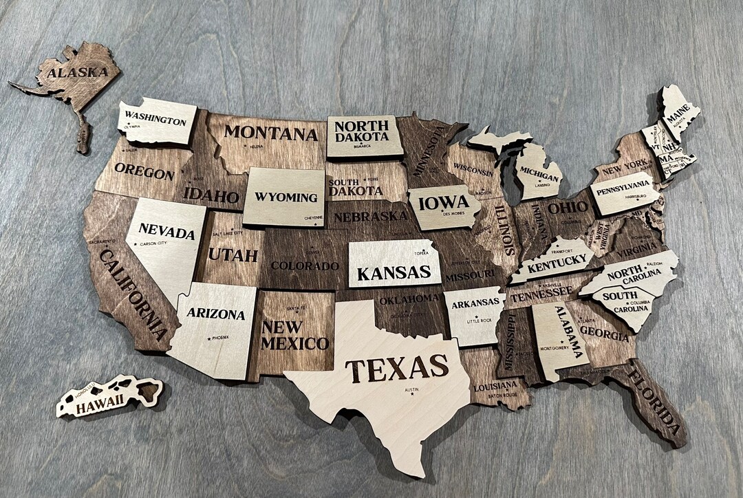 3D USA MAP / Customized Map / 3D Map / Home Decor / Country Pride / USA ...